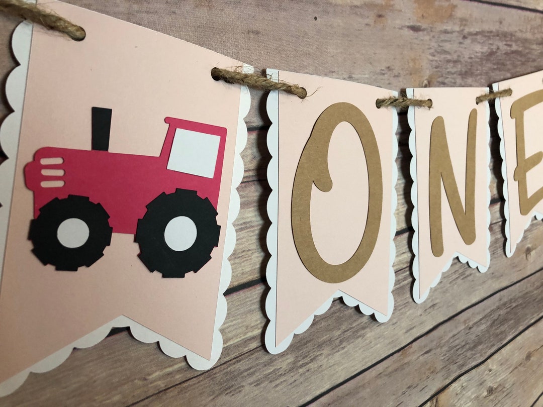 Pink Tractor Banner, Pink Tractor Decor, Pink Tractor Party, Tractor ...