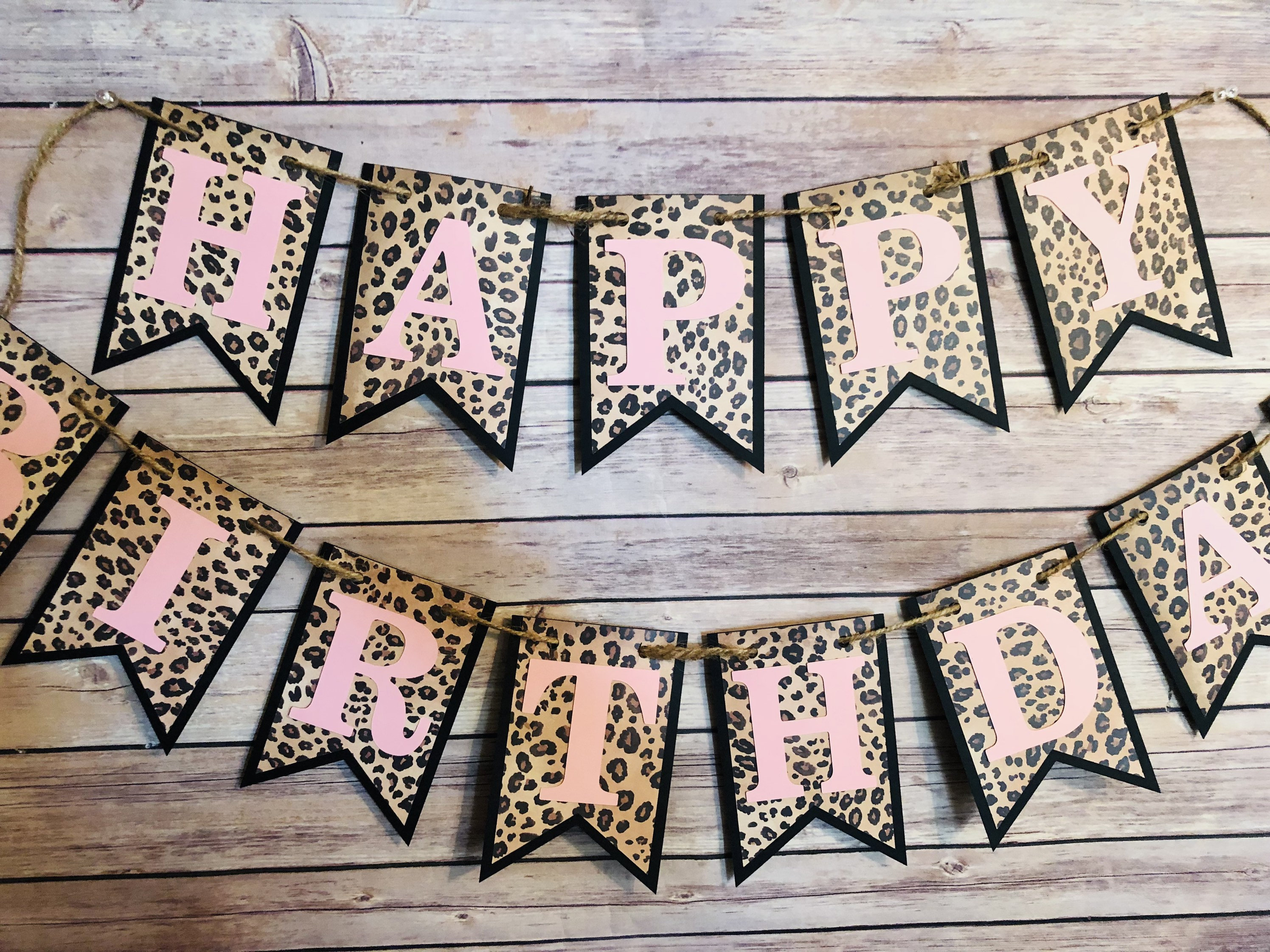 Leopard Banner Pink Leopard Banner Happy Birthday Banner - Etsy