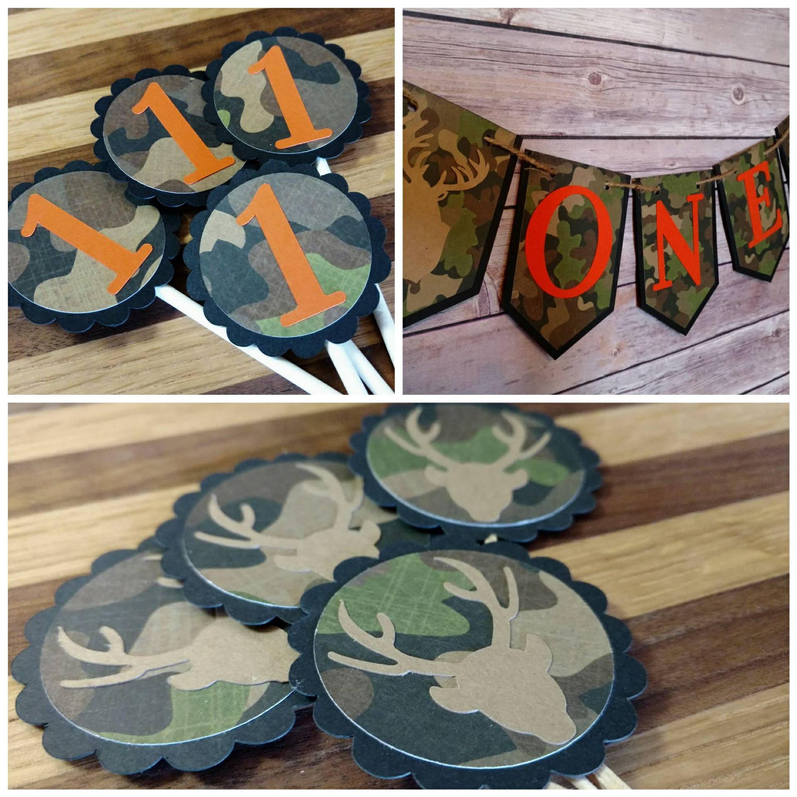 Camo One Cupcake Toppers camo toppers camo party camo | Etsy