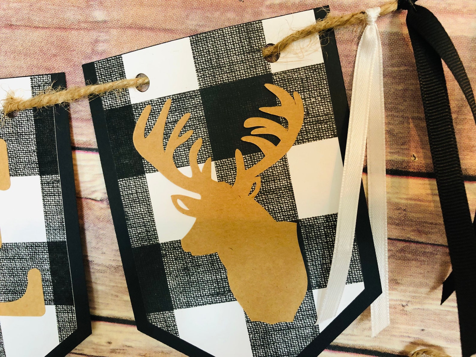 Buffalo Check Deer Banner, Buffalo Check Banner, Buffalo Plaid Banner ...