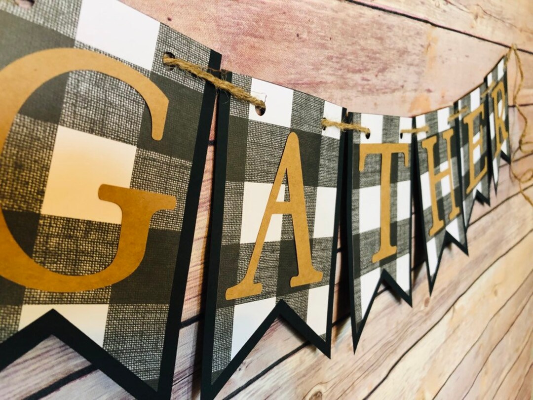 Buffalo Check Banner, Buffalo Plaid Banner, Gather Banner, Thanksgiving ...