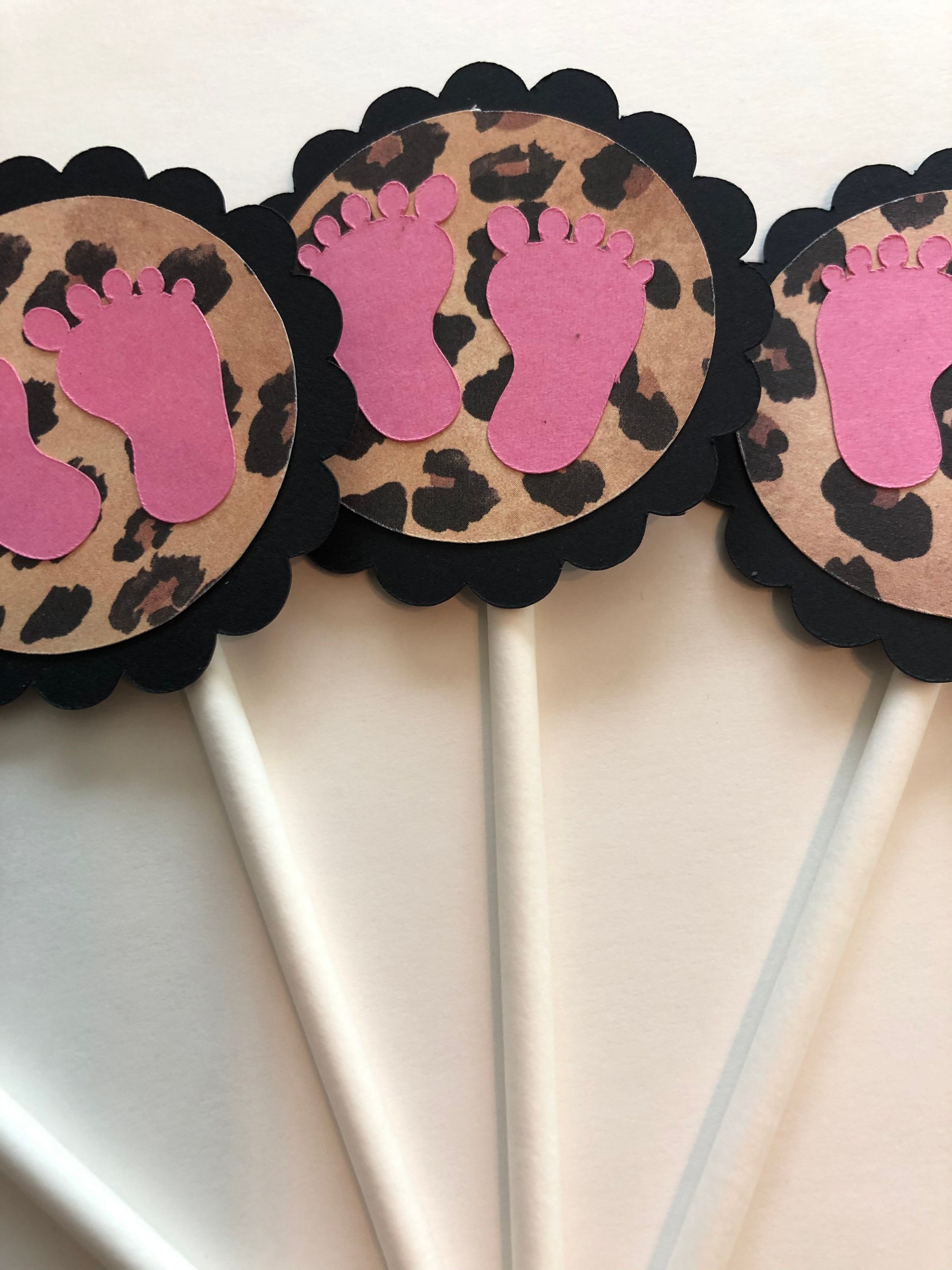 Leopard Baby Feet Cupcake Toppers, Leopard Baby Toppers, Leopard ...