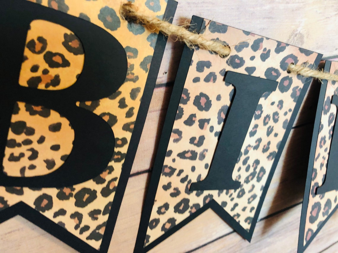 Leopard Happy Birthday Banner Leopard Birthday Banner - Etsy