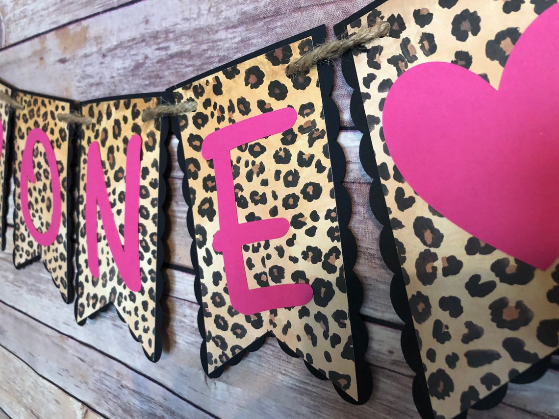 Leopard heart banner pink leopard banner leopard banner | Etsy
