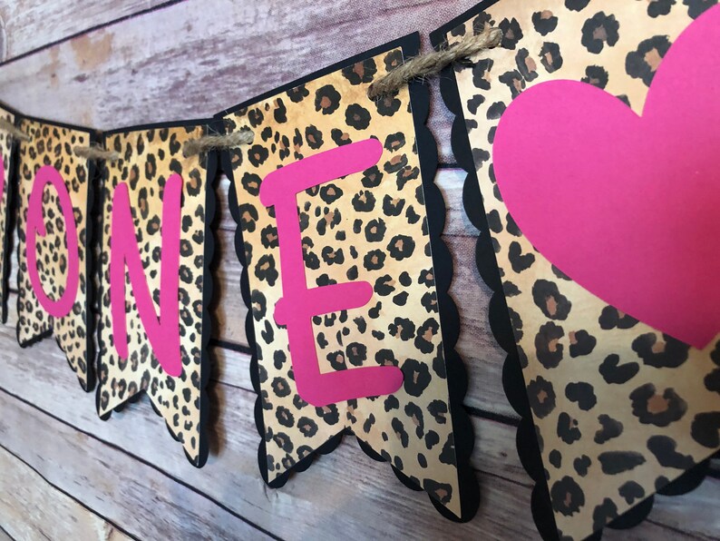 Leopard heart banner pink leopard banner leopard banner | Etsy