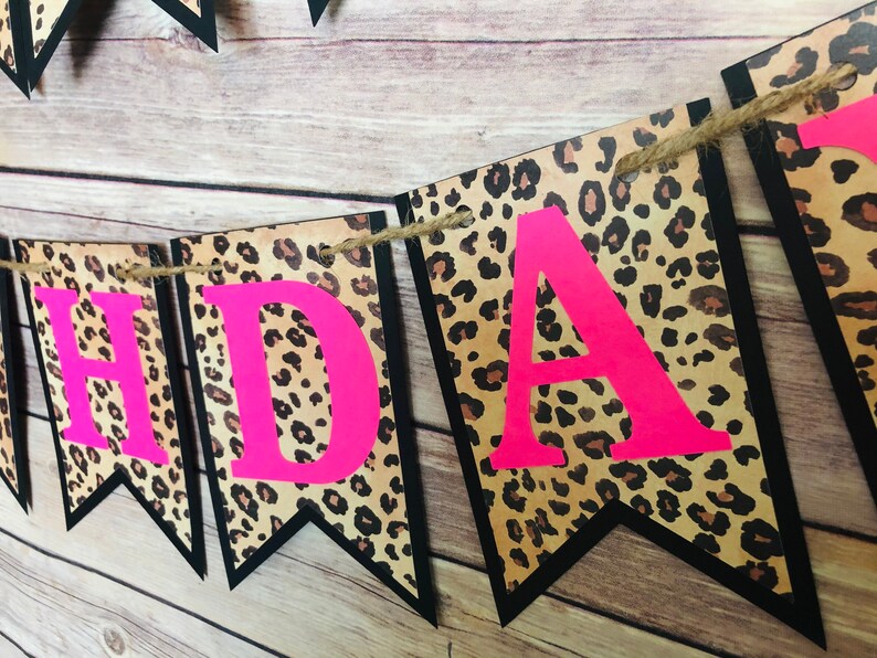 Leopard Happy Birthday Banner Leopard Banner Leopard - Etsy