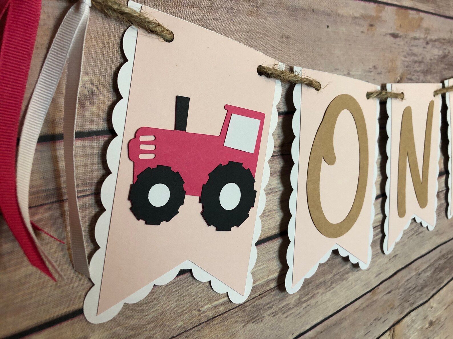 Pink Tractor Banner, Pink Tractor Decor, Pink Tractor Party, Tractor ...