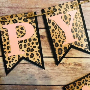 Leopard Banner, Pink Leopard Banner, Happy Birthday Banner, Leopard ...