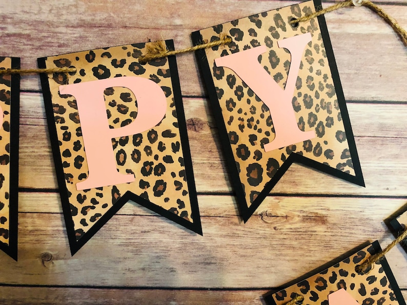 Leopard Banner Pink Leopard Banner Happy Birthday Banner - Etsy