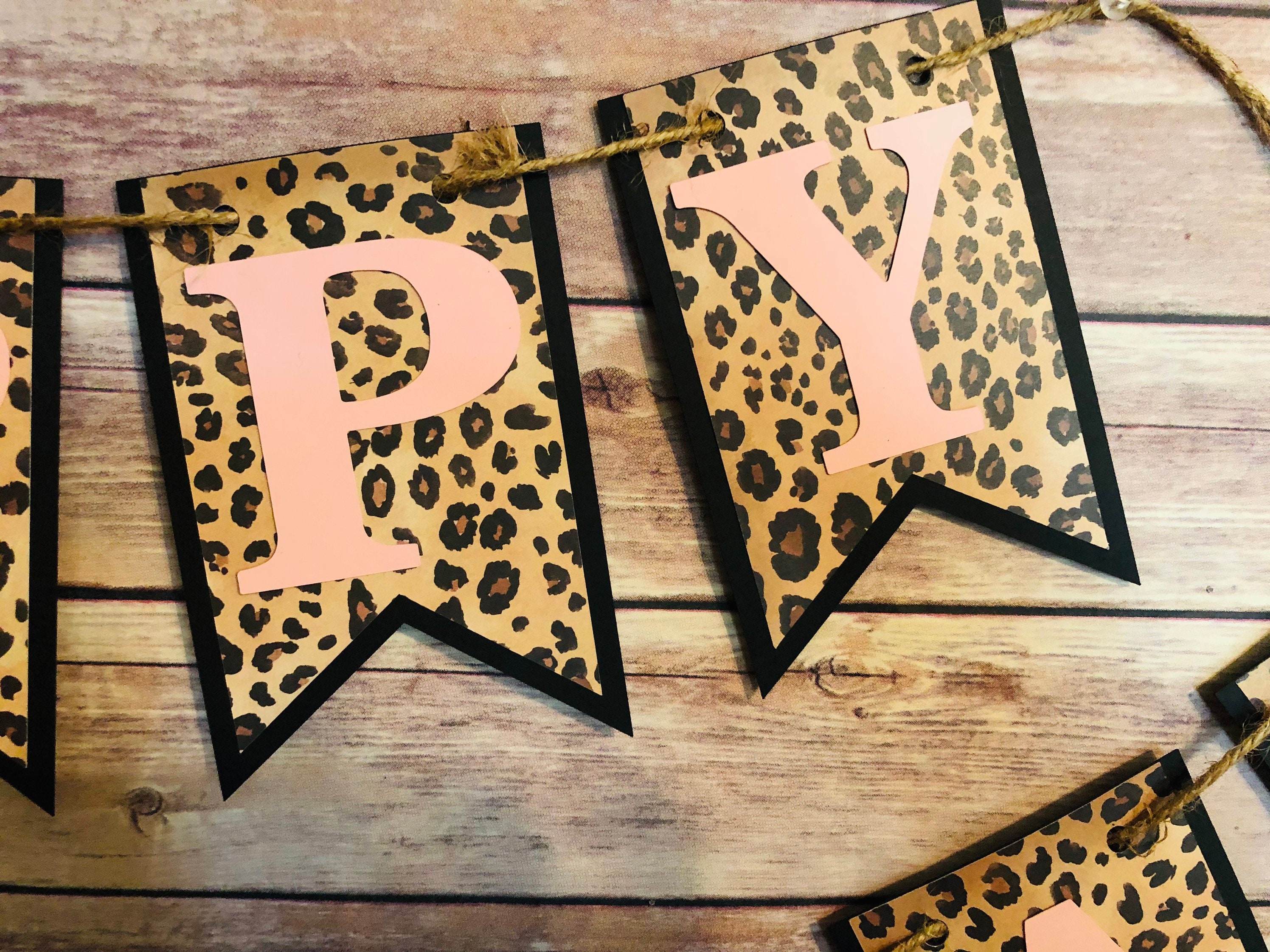 Leopard Banner Pink Leopard Banner Happy Birthday Banner - Etsy