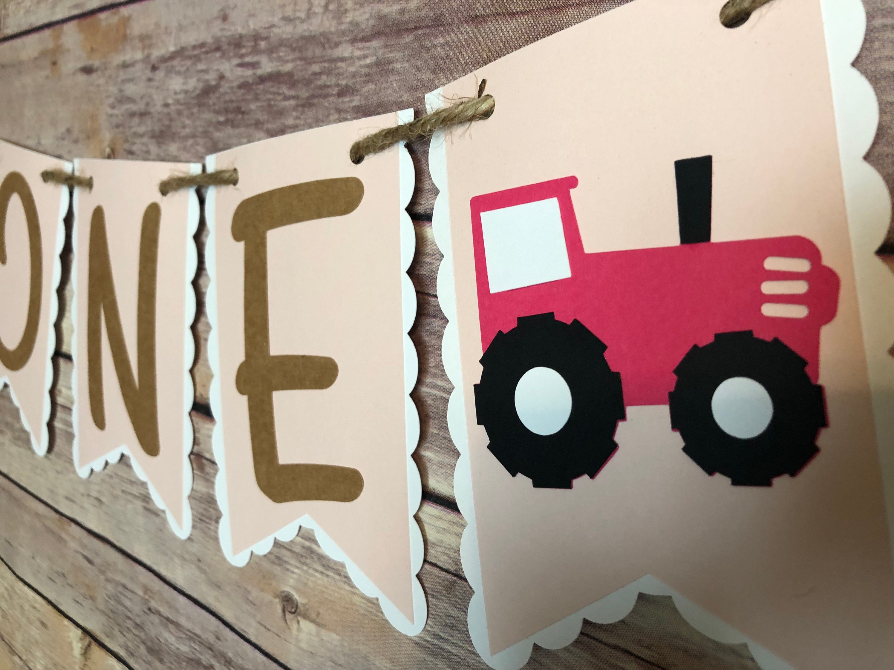 Pink Tractor Banner, Pink Tractor Decor, Pink Tractor Party, Tractor ...