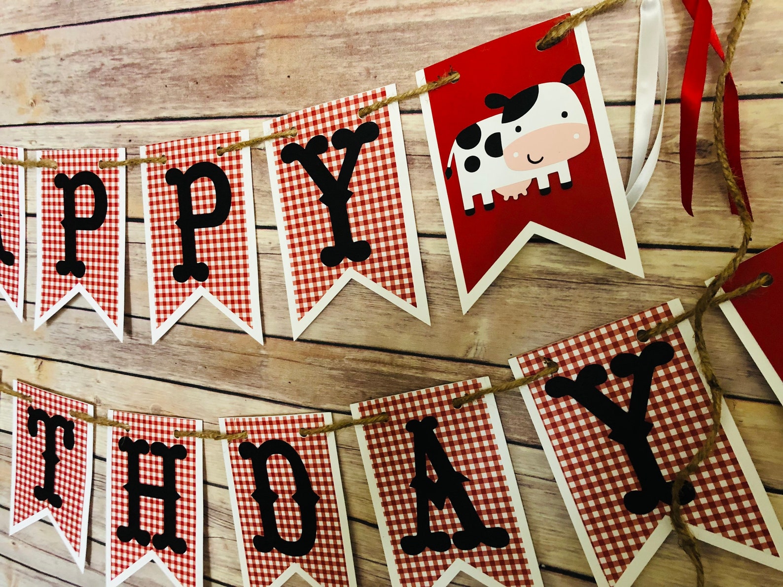 Gingham Cow Banner Cow Banner Cow Happy Birthday Banner Cow | Etsy