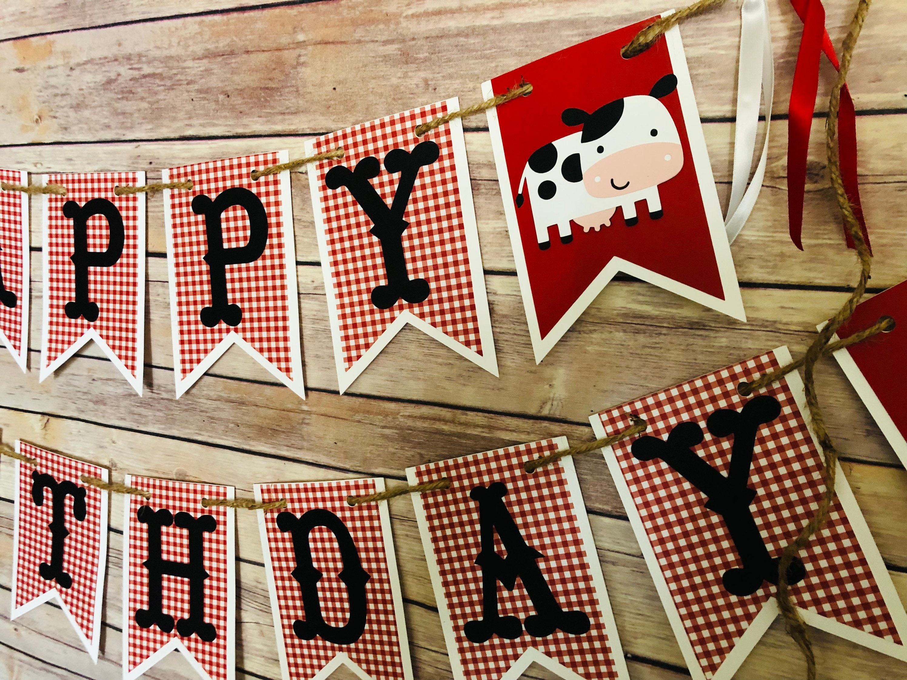 Gingham Cow Banner Cow Banner Cow Happy Birthday Banner Cow | Etsy