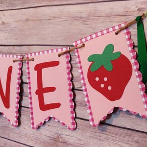 Gingham Strawberry High Chair Banner, Strawberry Banner, Strawberry One ...