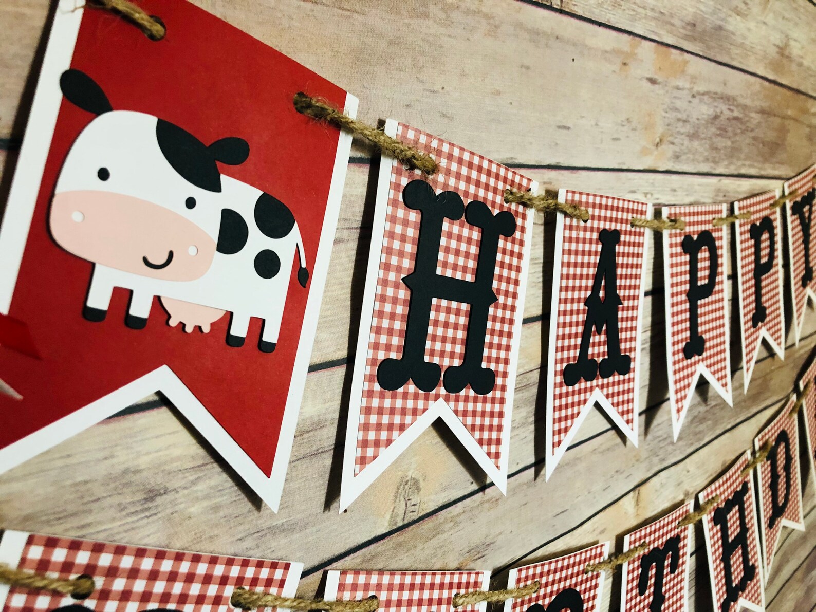 Gingham Cow Banner Cow Banner Cow Happy Birthday Banner Cow | Etsy