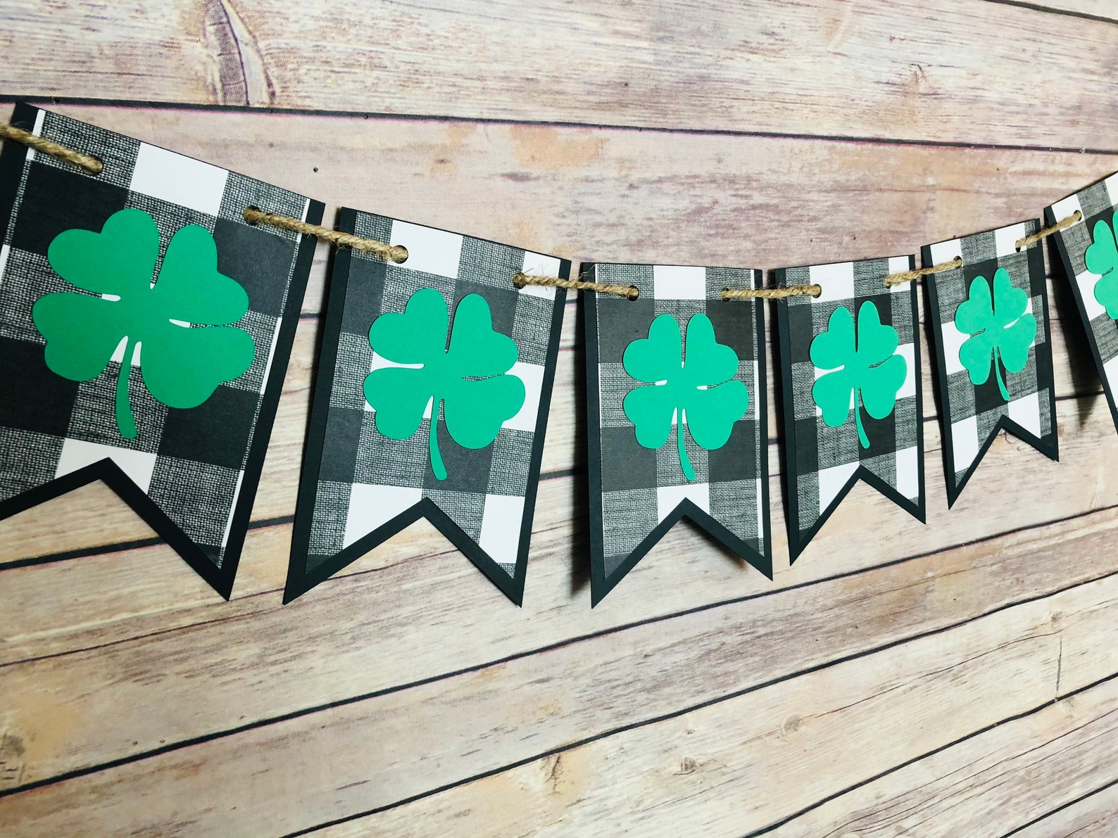 Buffalo Check Four Leaf Clover Banner Buffalo Check Banner | Etsy