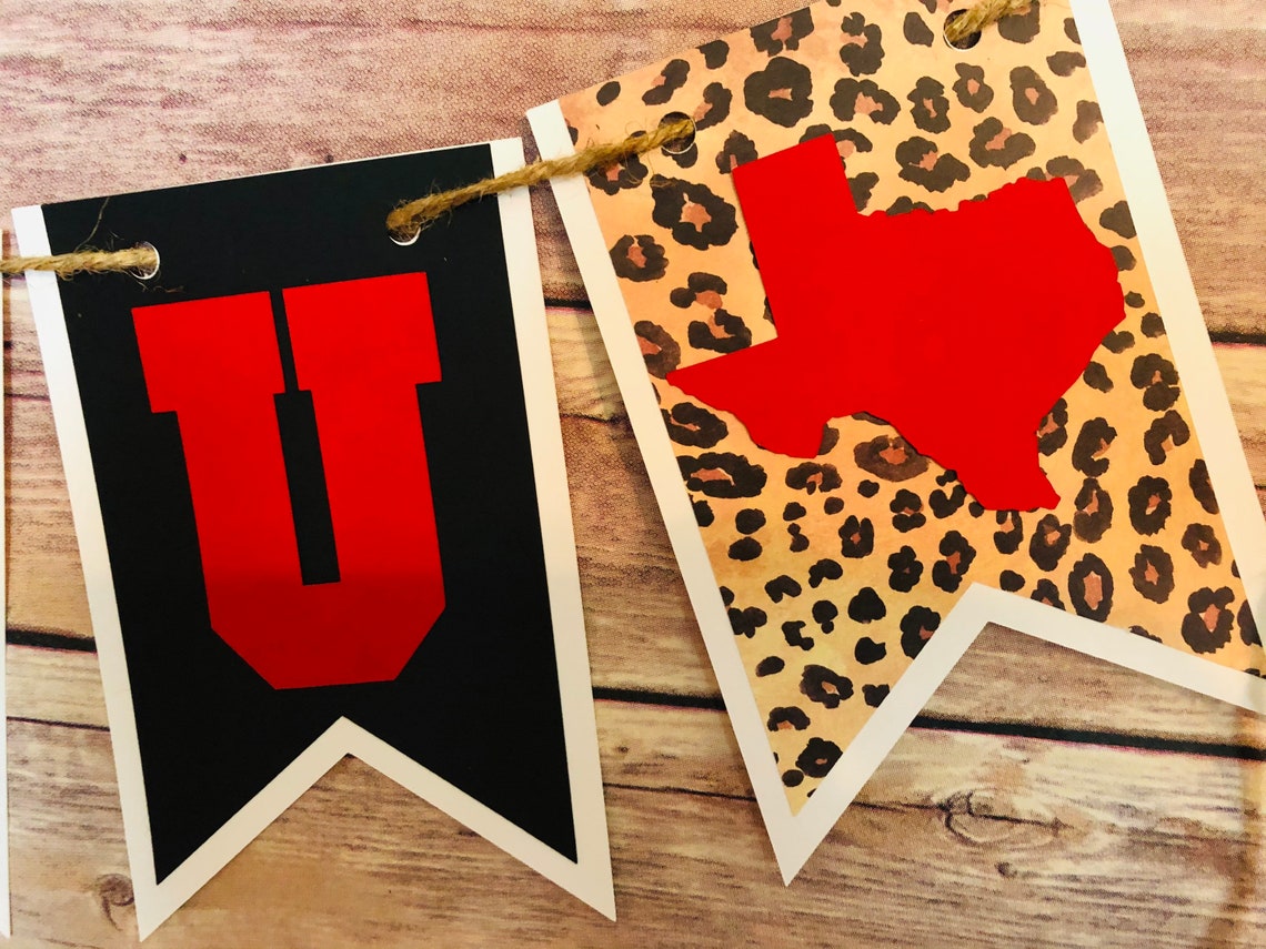 Leopard Ttu Banner Leopard Texas Tech Inspired Banner Texas | Etsy