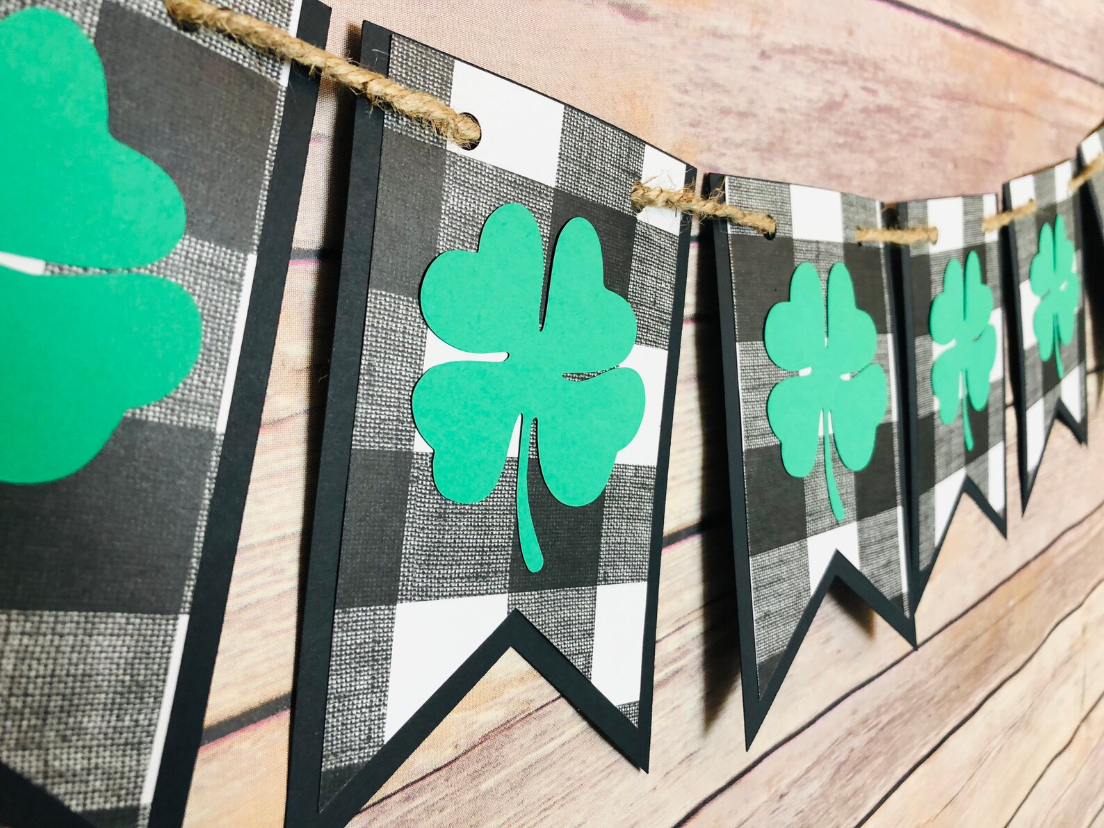 Buffalo Check Four Leaf Clover Banner Buffalo Check Banner | Etsy