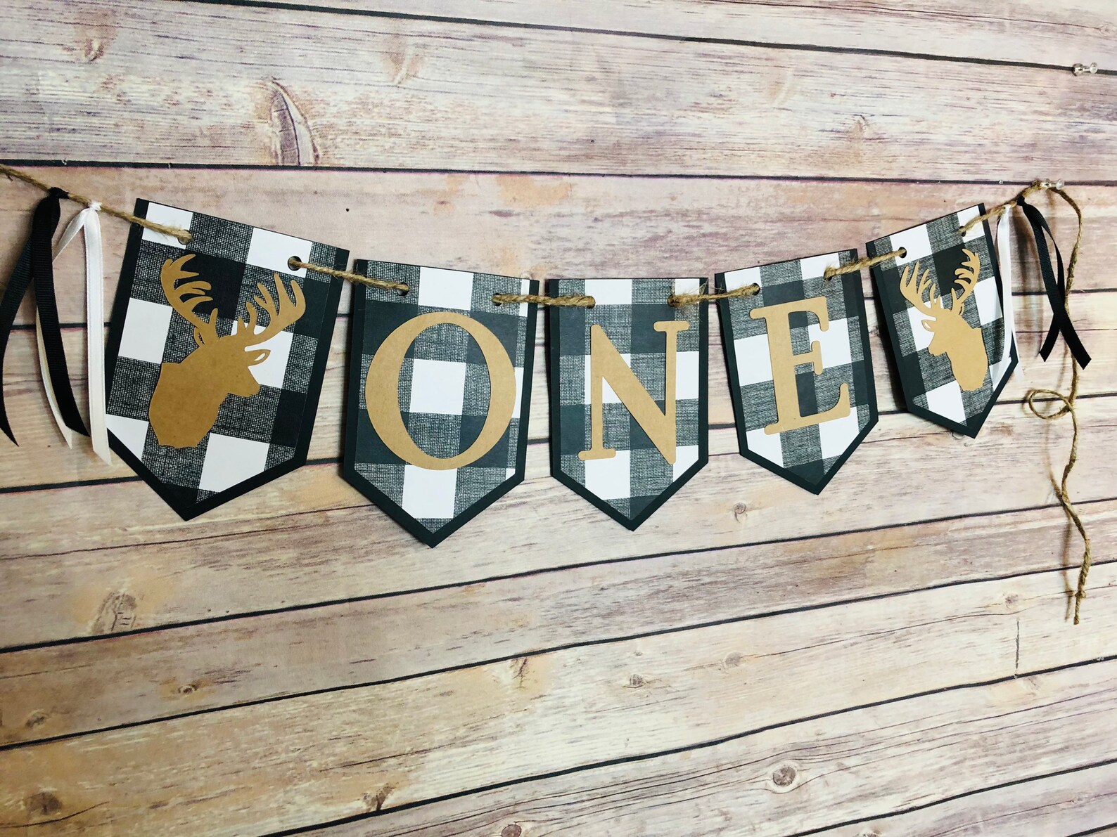Buffalo Check Deer Banner, Buffalo Check Banner, Buffalo Plaid Banner ...