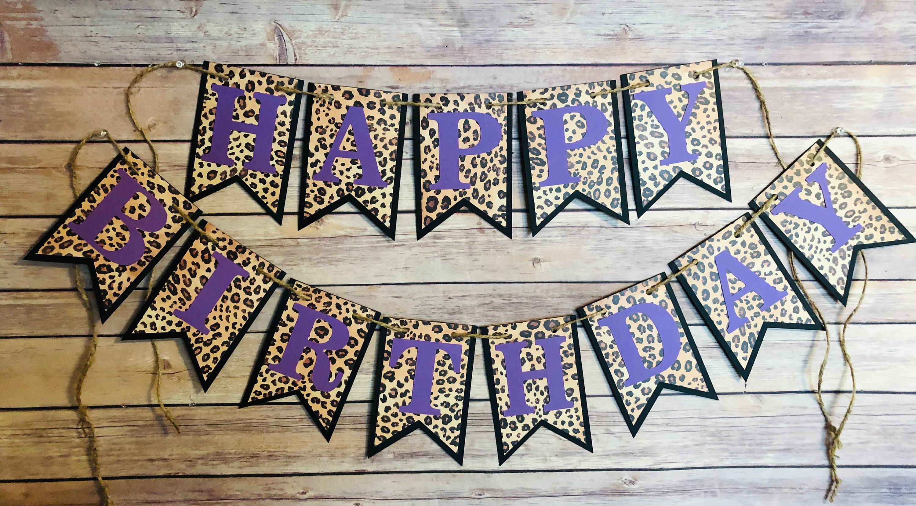 Leopard Happy birthday banner leopard birthday banner | Etsy