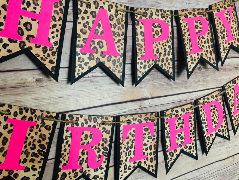 Leopard Happy Birthday Banner Leopard Banner Leopard - Etsy
