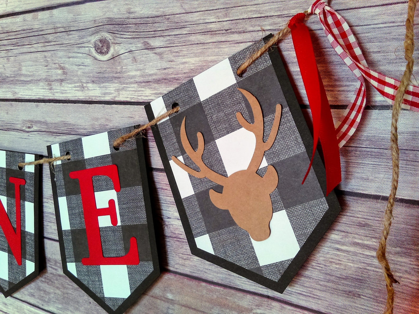 Buffalo Check Deer High Chair Banner buffalo check banner | Etsy