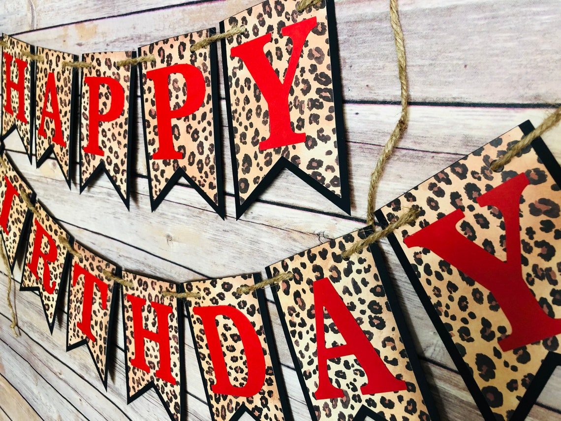 Leopard Banner Cheetah Banner Leopard Happy Birthday Banner - Etsy
