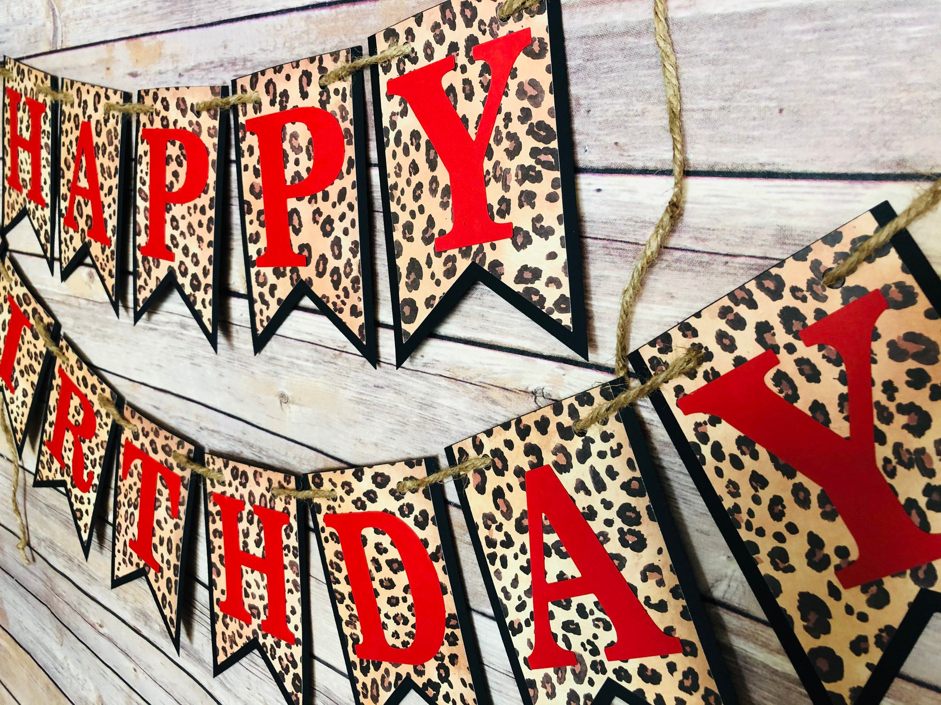 Leopard Banner, Cheetah Banner, Leopard Happy Birthday Banner, Happy ...