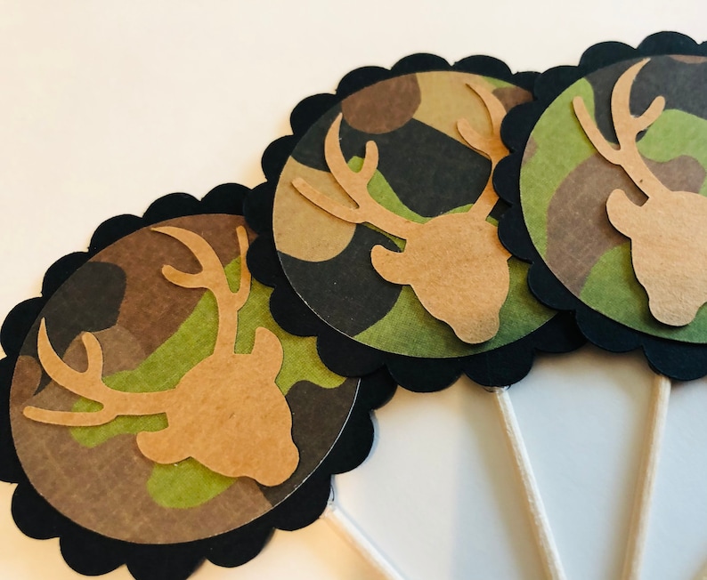 Camo Deer Cupcake Toppers, Camo Toppers, Rustic Toppers, Woodland ...