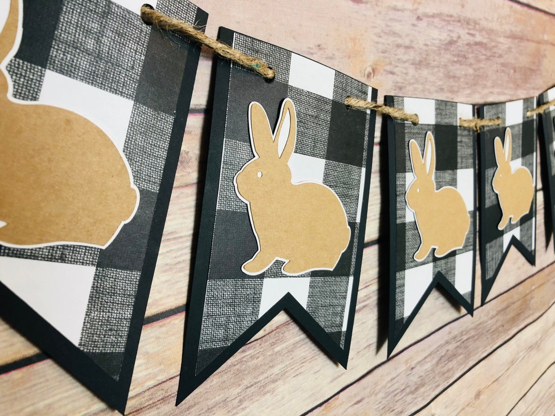 Buffalo Check Bunny Banner, Buffalo Check Rabbit Banner, Buffalo Check ...