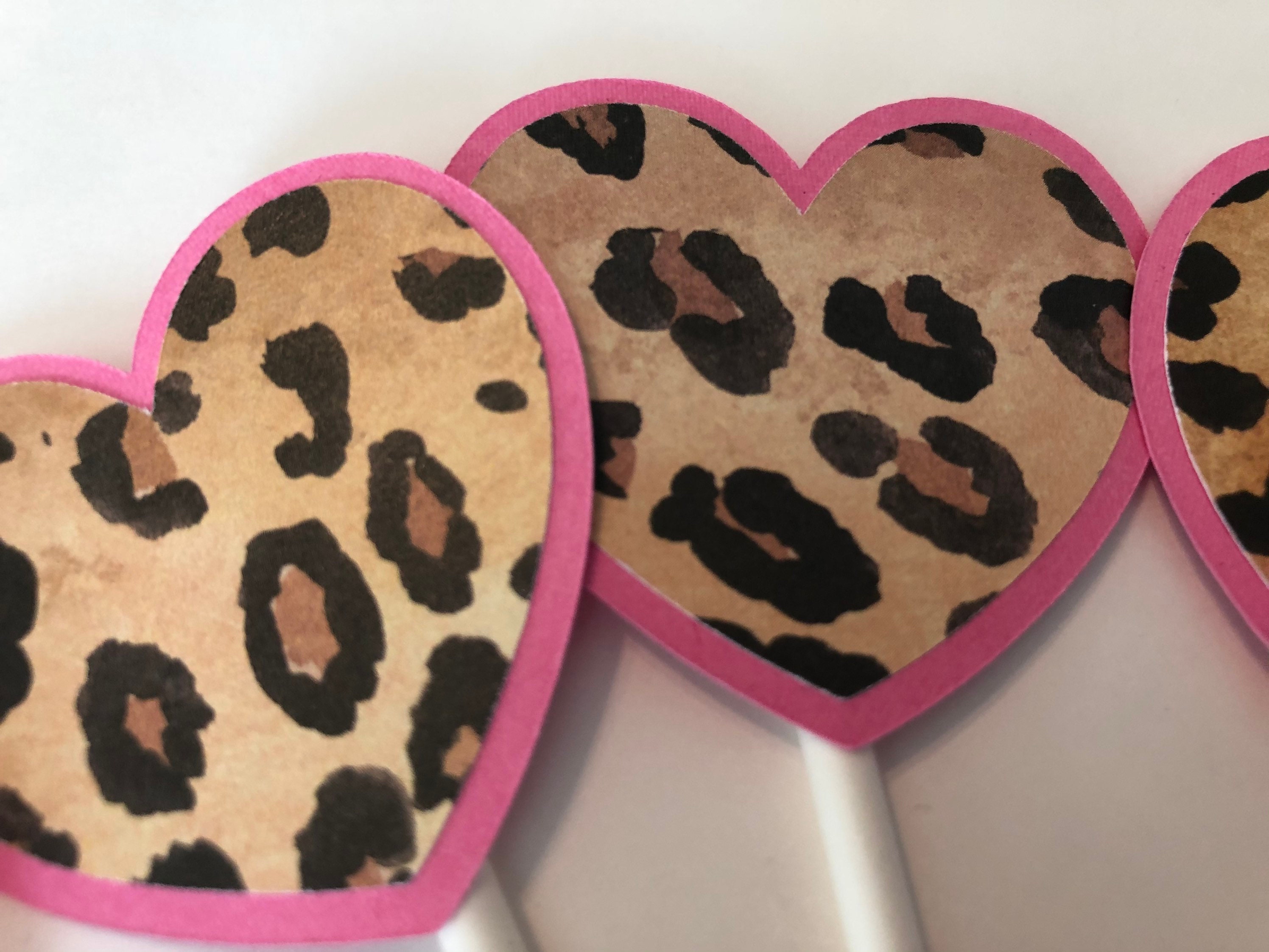 Leopard heart toppers leopard toppers heart toppers pink | Etsy