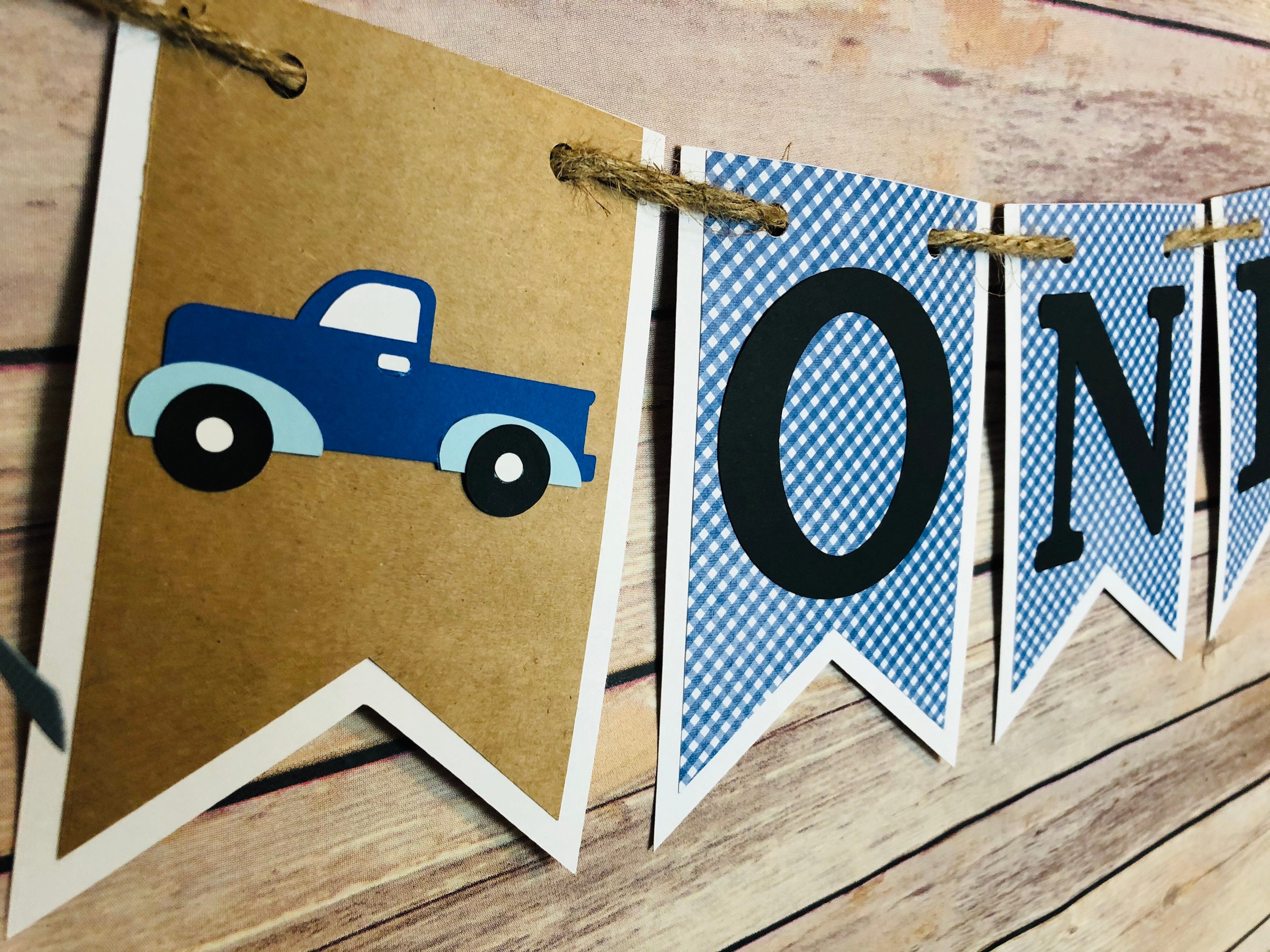 Blue truck banner truck banner blue truck birthday banner | Etsy