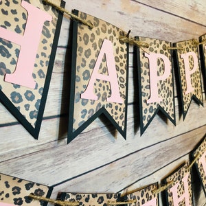 Leopard Banner, Pink Leopard Banner, Happy Birthday Banner, Leopard ...