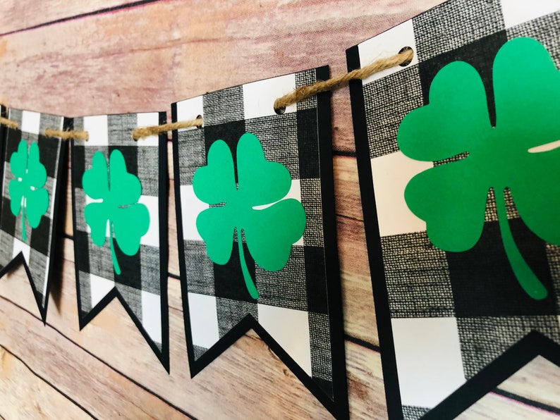 Buffalo Check Four Leaf Clover Banner Buffalo Check Banner - Etsy