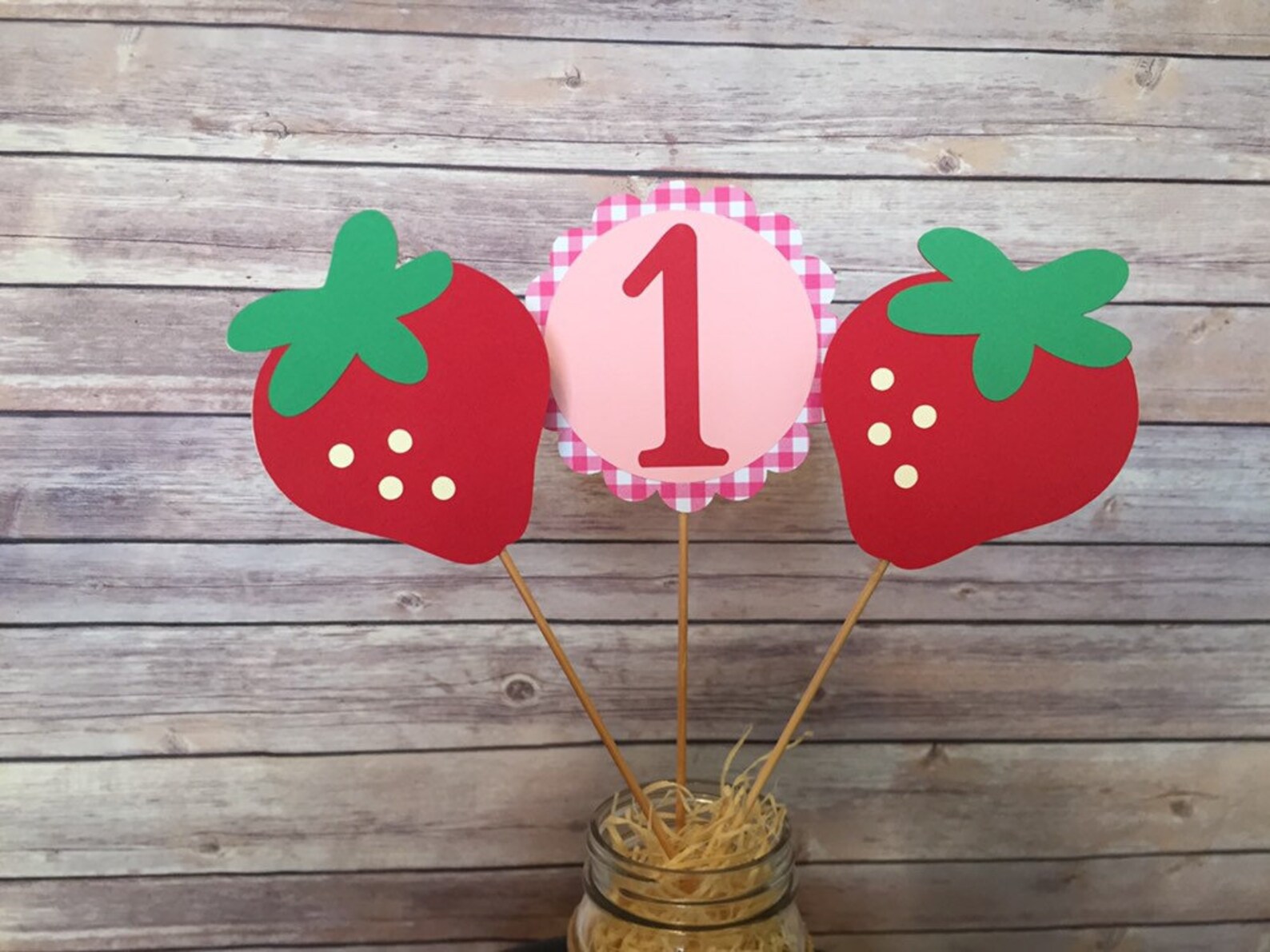 Strawberry Centerpieces Strawberry Toppers Strawberry - Etsy