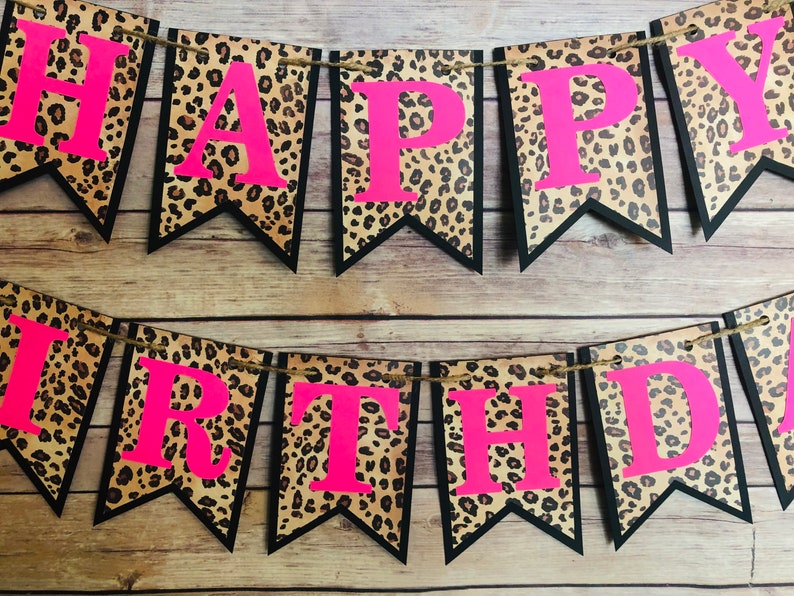 Leopard Happy Birthday Banner Leopard Banner Leopard - Etsy