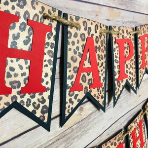 Leopard Banner, Cheetah Banner, Leopard Happy Birthday Banner, Happy ...