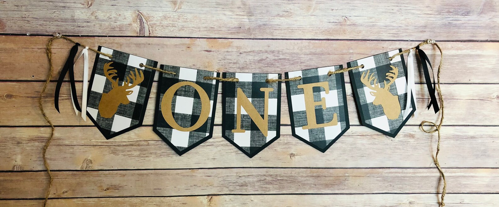 Buffalo Check Deer Banner, Buffalo Check Banner, Buffalo Plaid Banner ...