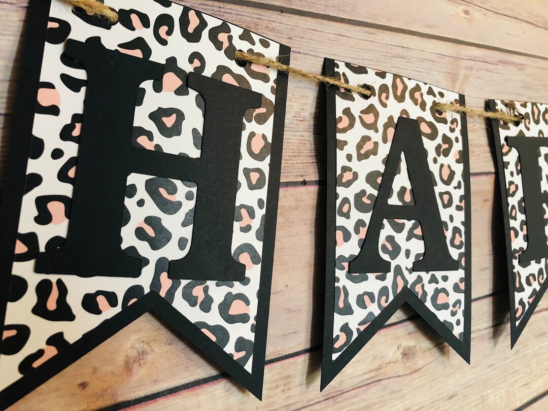 Pink Leopard Birthday Banner, Leopard Banner, Cheetah Banner, Pink ...