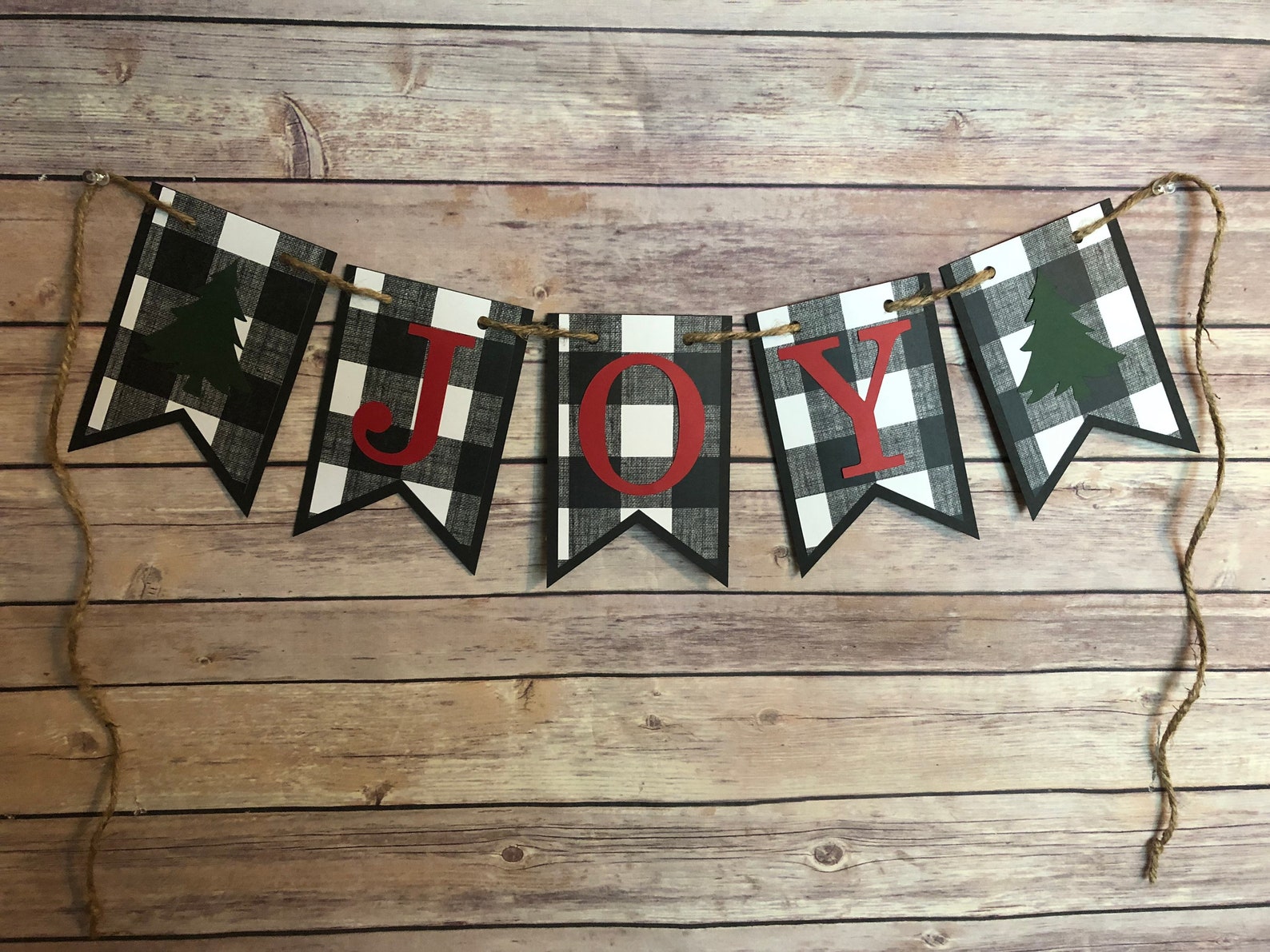 Buffalo Check Joy Banner Joy Banner Christmas Banner Plaid - Etsy