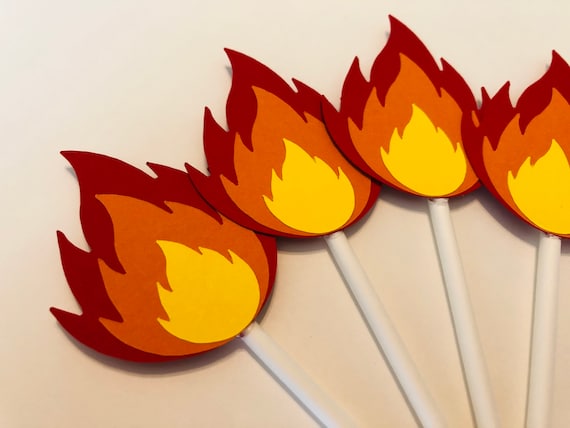 Flame Cupcake Toppers Flame Toppers Fire Toppers - Etsy