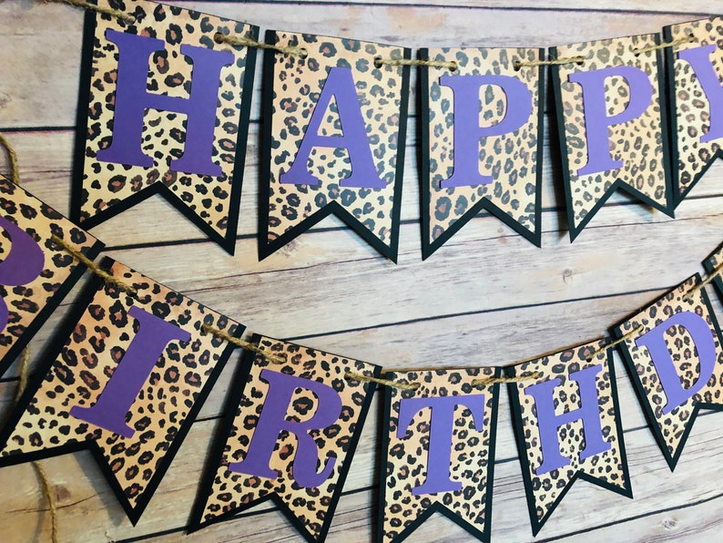 Leopard Happy Birthday Banner Leopard Birthday Banner - Etsy