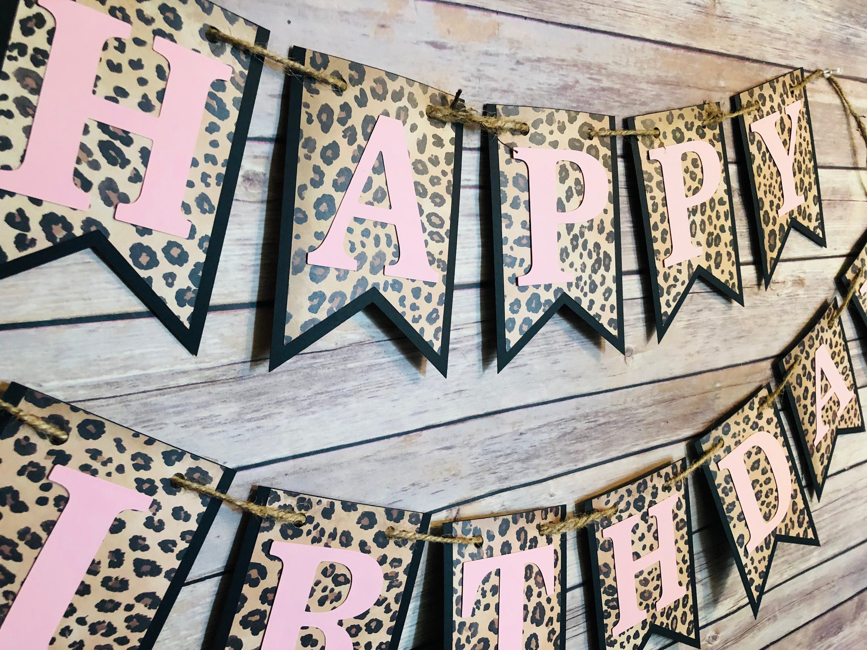 Leopard Banner Pink Leopard Banner Happy Birthday Banner - Etsy