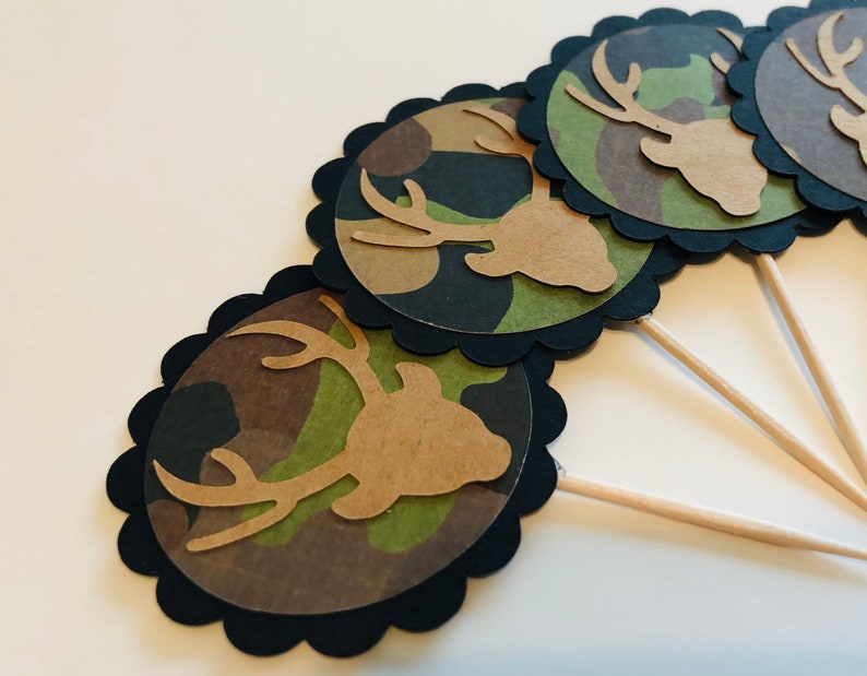 Camo Deer Cupcake Toppers, Camo Toppers, Rustic Toppers, Woodland ...