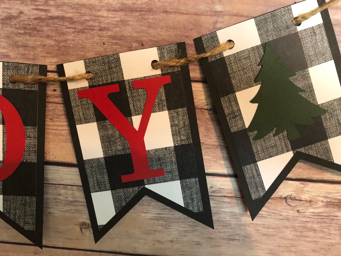 Buffalo Check Joy Banner Joy Banner Christmas Banner Plaid | Etsy
