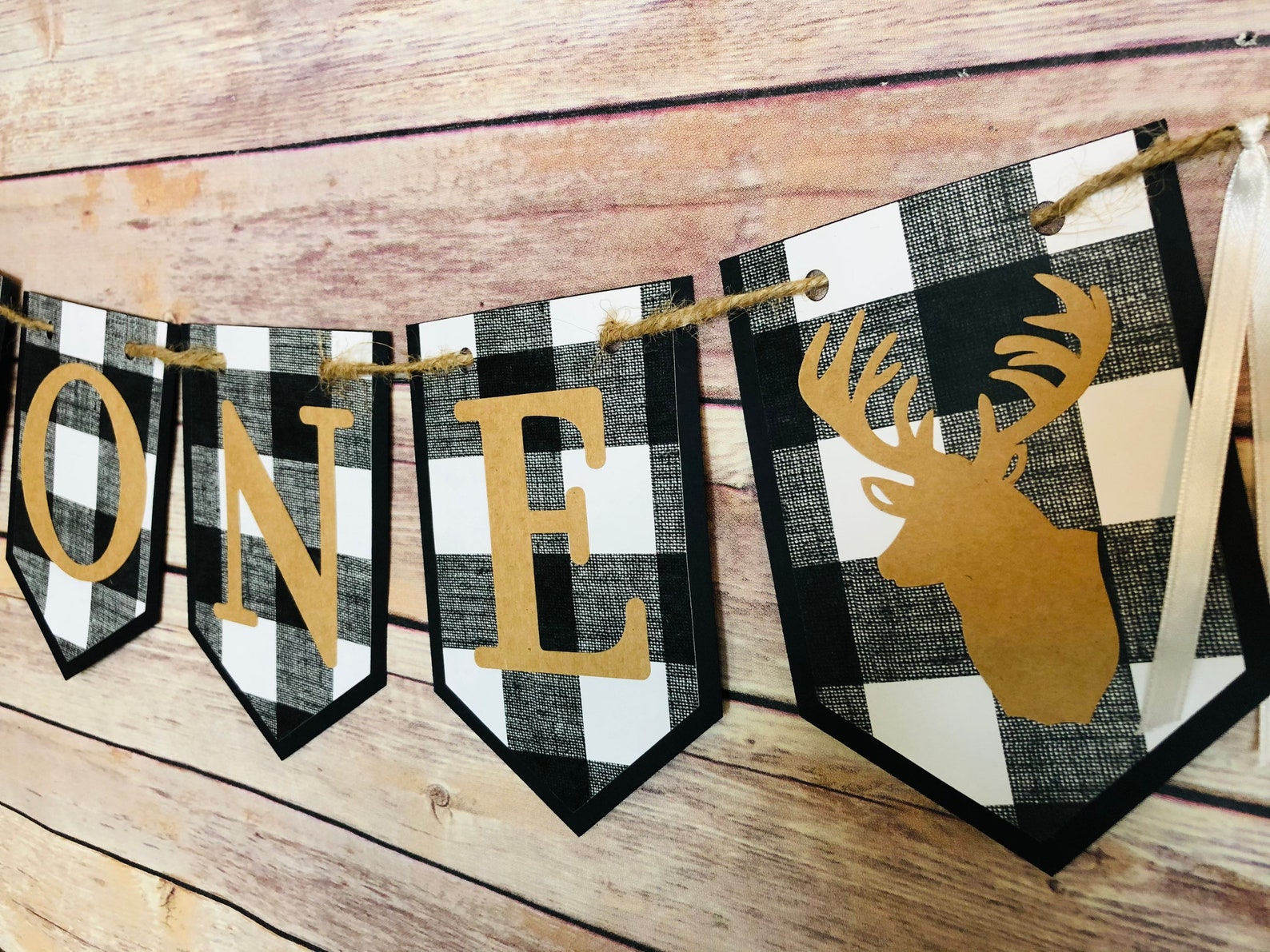 Buffalo Check Deer Banner, Buffalo Check Banner, Buffalo Plaid Banner ...