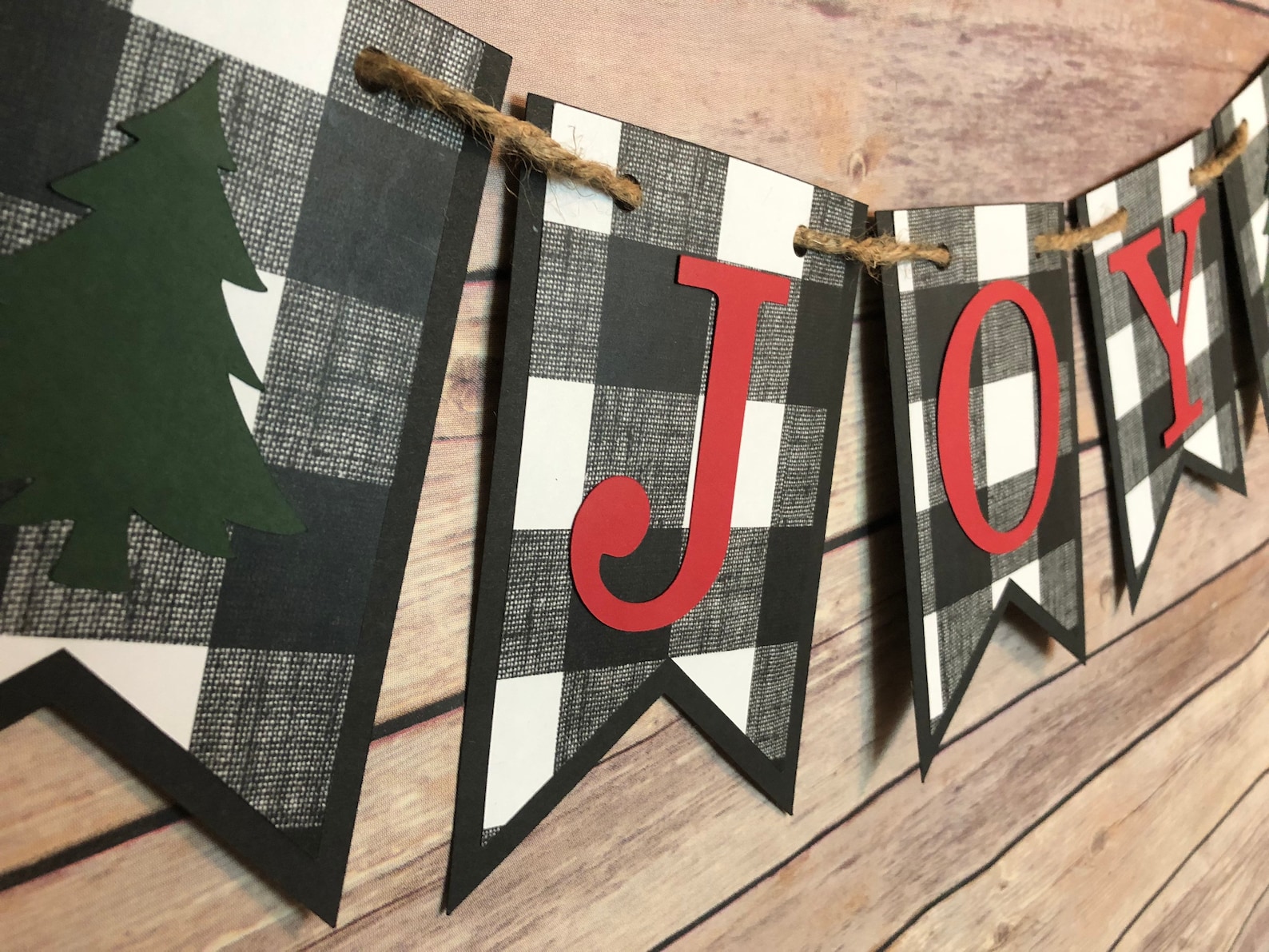 Buffalo Check Joy Banner, Joy Banner, Christmas Banner, Plaid Banner ...