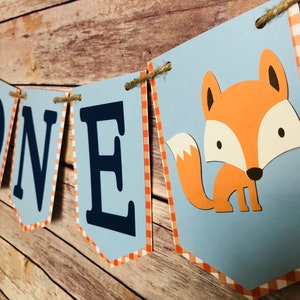 Gingham Fox Banner, Fox Banner, Fox High Chair Banner, Woodland Banner ...