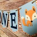 Gingham Fox Banner, Fox Banner, Fox High Chair Banner, Woodland Banner ...