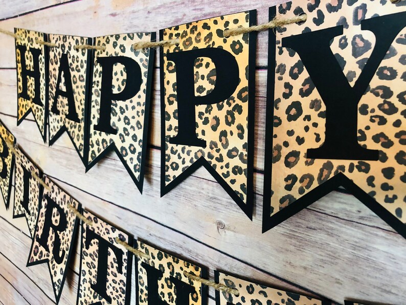 Leopard Happy Birthday Banner Leopard Birthday Banner - Etsy